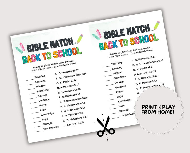 Back to School Bible Game, Christian Back to School Activities, Sunday ...