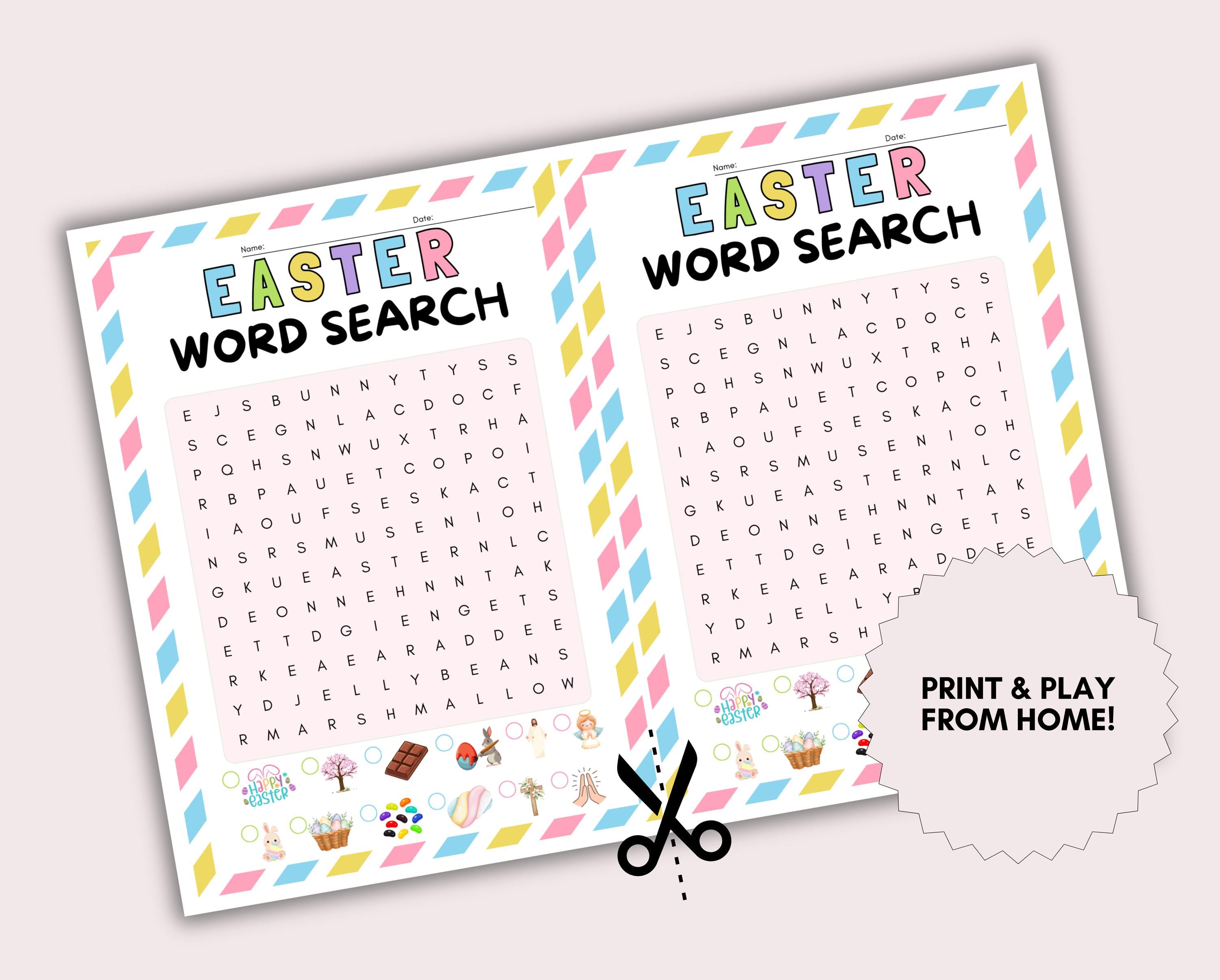 Easter Games, Easter Word Search, Printable Easter Activity for Kids ...