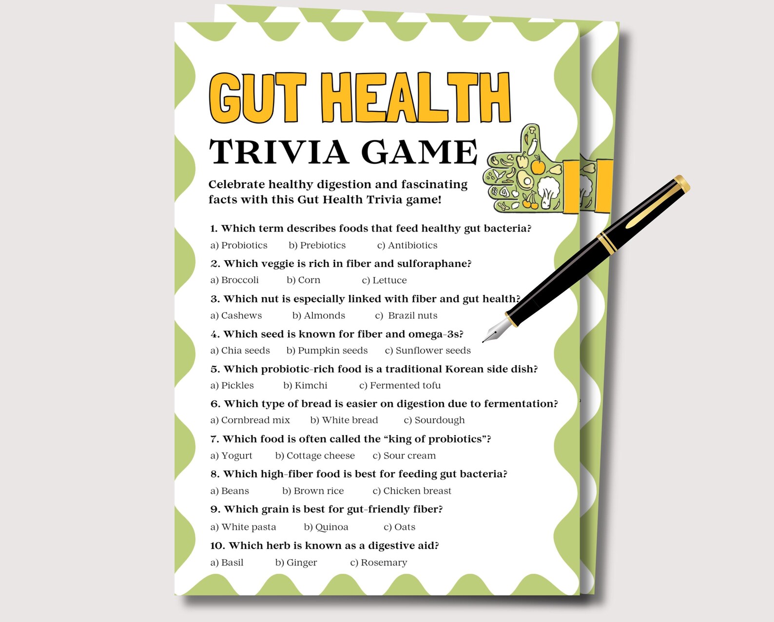 Gut Health Trivia Game, Fun Nutrition Game for Adults and Kids, Healthy ...