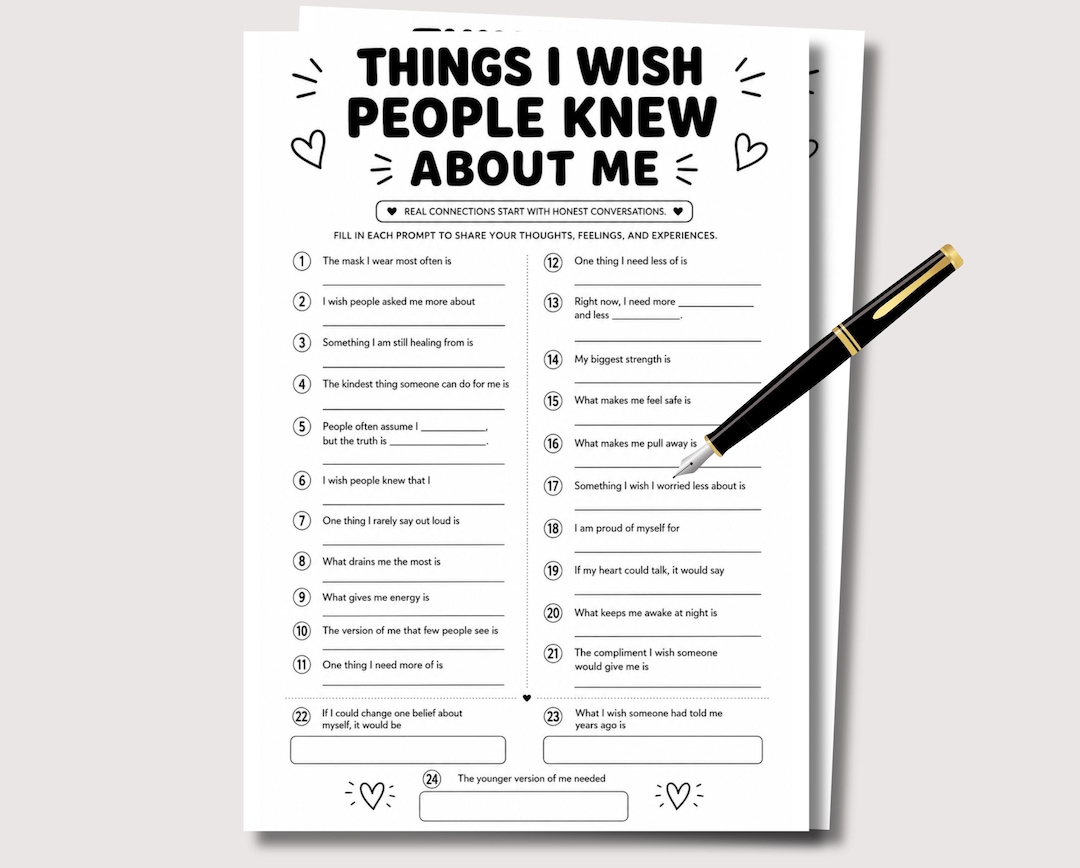 Things I Wish People Knew About Me Worksheet, All About Me Mental ...