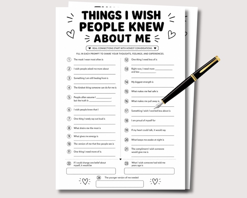 Things I Wish People Knew About Me Worksheet, All About Me Mental ...