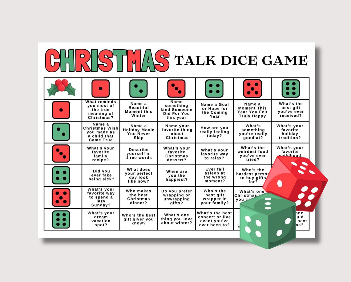 Christmas Talk Dice Game, Fun Family Christmas Game for Adults Kids ...
