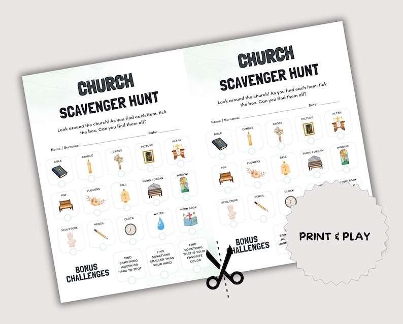 Church Scavenger Hunt, LDS Primary Activity, Sunday School Kids ...