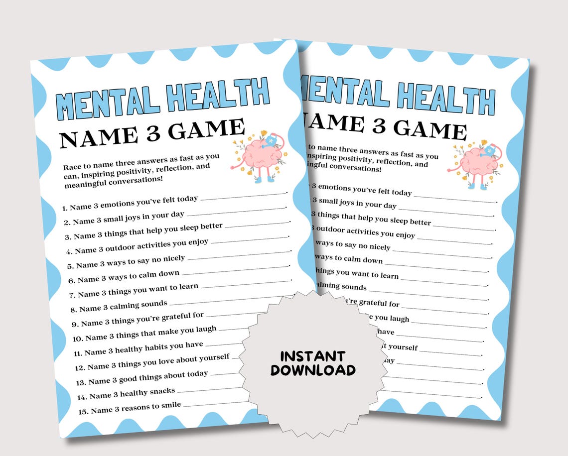 Mental Health Name 3 Game, Mental Health Game for Adults and Teen ...