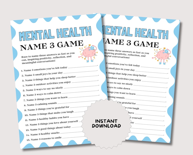Mental Health Name 3 Game, Mental Health Game for Adults and Teen ...