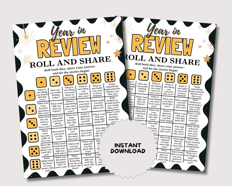 Year in Review Dice Game, Fun New Year Party Game for Adults, New Years ...