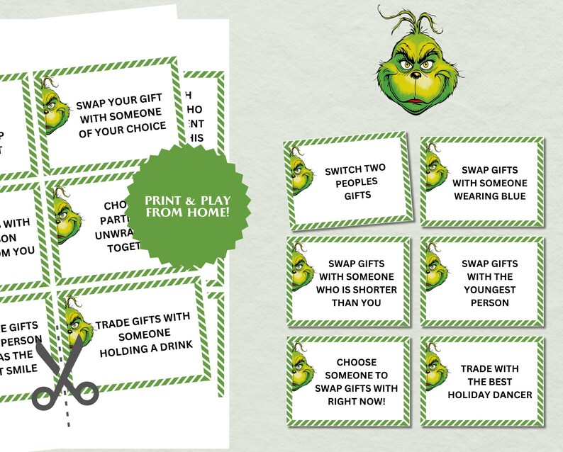 Grinch Party Gift Exchange Game, Christmas Pass the Present Game ...