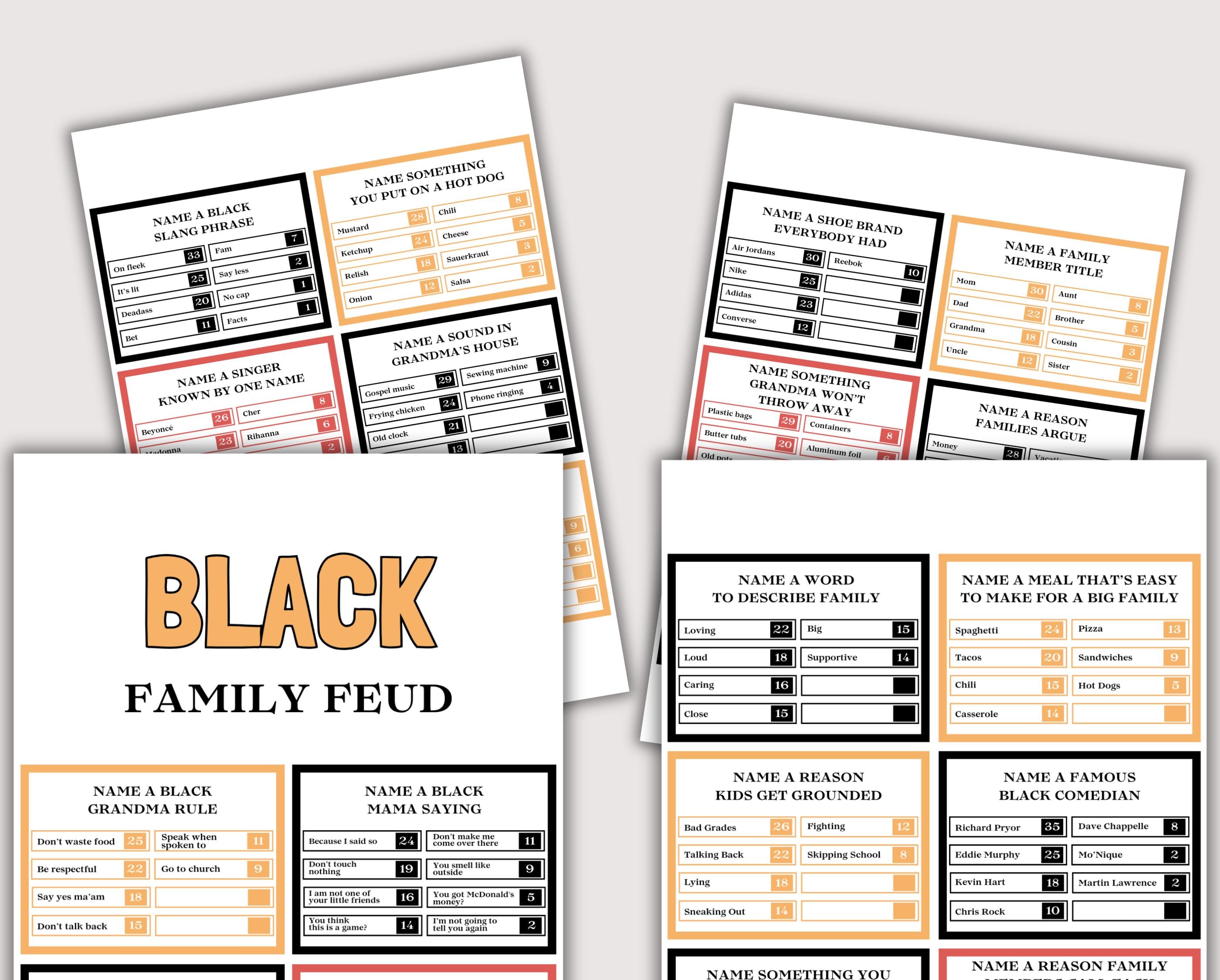 Black Family Feud Game, Fun Black Family Reunion Game, Icebreaker for ...