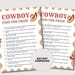 Cowboy Pass the Prize Game, Printable Cowboy Birthday Party Game for ...