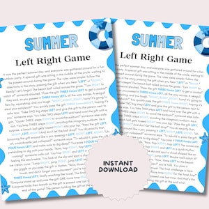 Summer Left Right Game, Summer Party Games, Printable Summer Game for ...