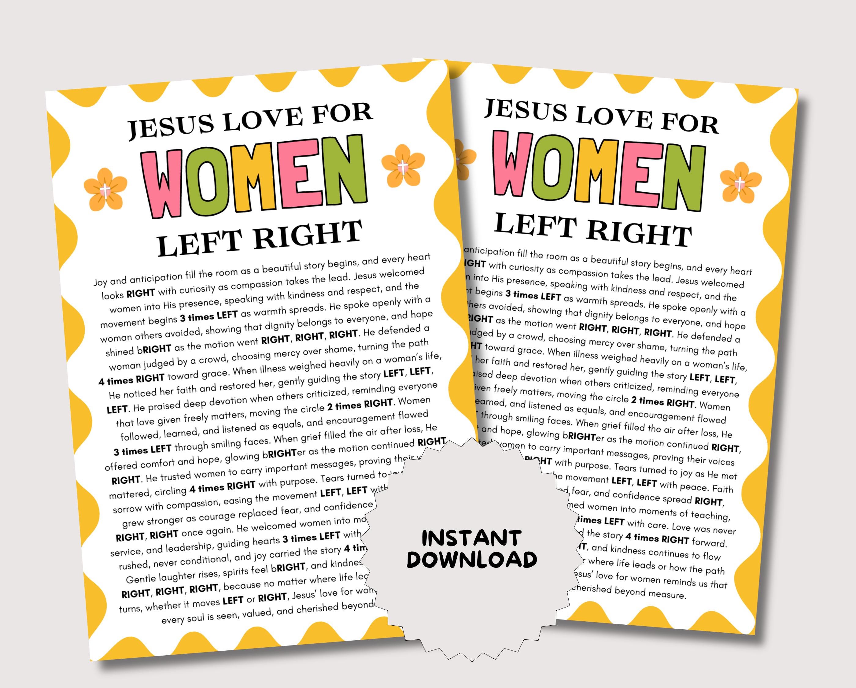 Jesus Love for Women Left Right Game, Group Christian Womens Day ...
