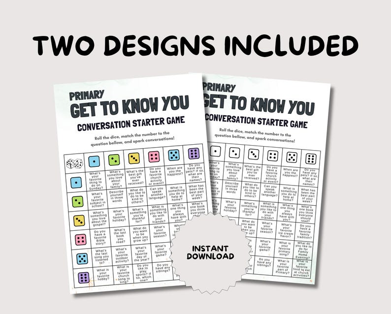 LDS Primary Activity, LDS Printable Icebreaker Game, Sunday School ...