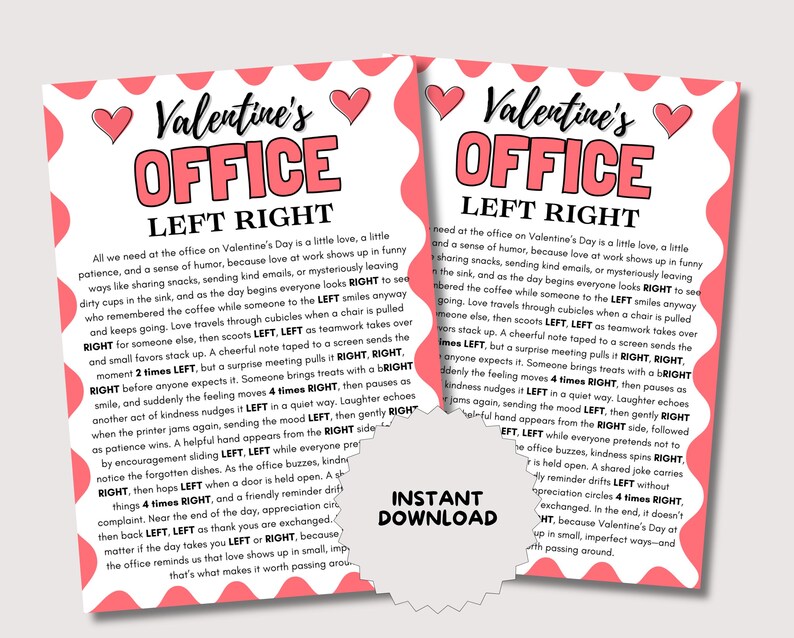 Valentine's Office Left Right Game, Fun Office Valentines Day Game for ...