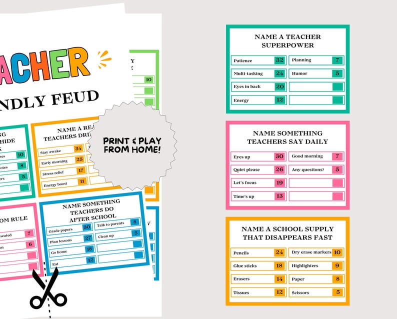 Teacher Family Feud, Teacher Feud Game, Teacher Games School Games ...