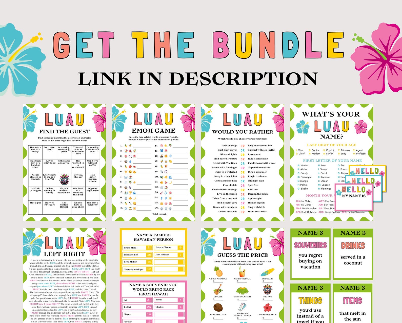 Luau Games Pass the Prize, Luau Party Games, Hawaiian Themed Game ...