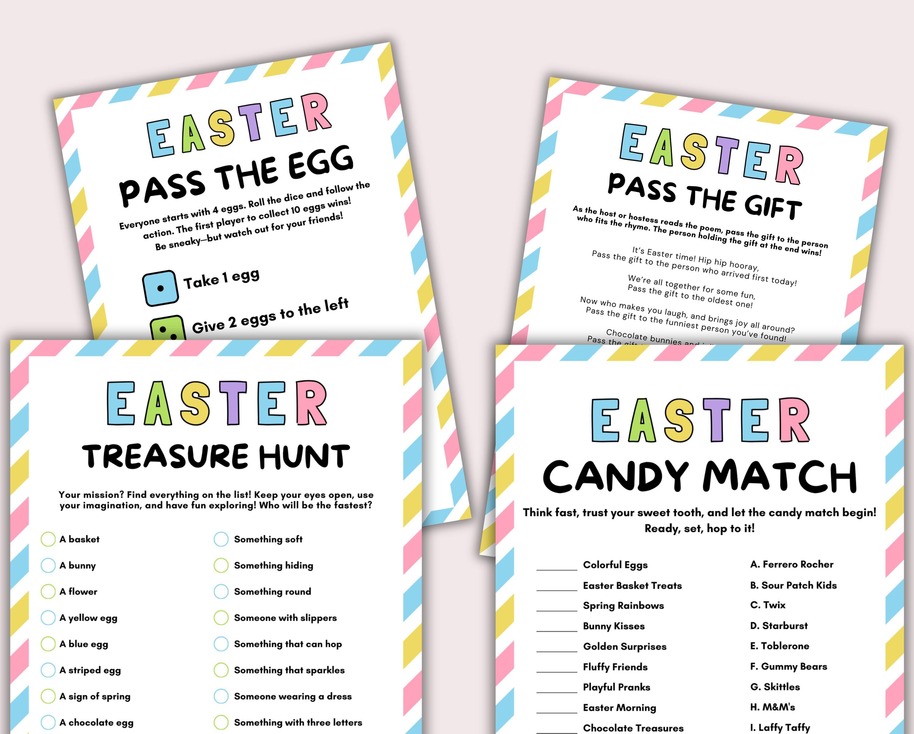 10 Easter Games Bundle, Pass the Gift Easter Pass the Prize, Whats Your ...