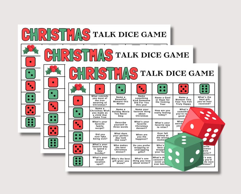 Christmas Talk Dice Game, Fun Family Christmas Game for Adults Kids ...