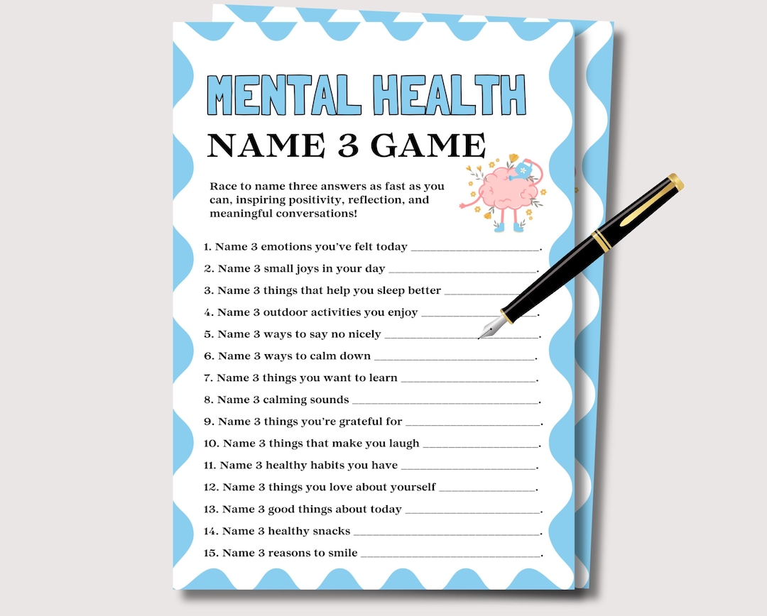Mental Health Name 3 Game, Mental Health Game for Adults and Teen ...