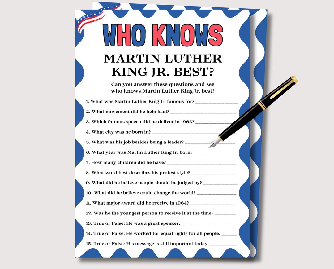 Who Knows Martin Luther King Jr Best Game, Fun Martin Luther King ...