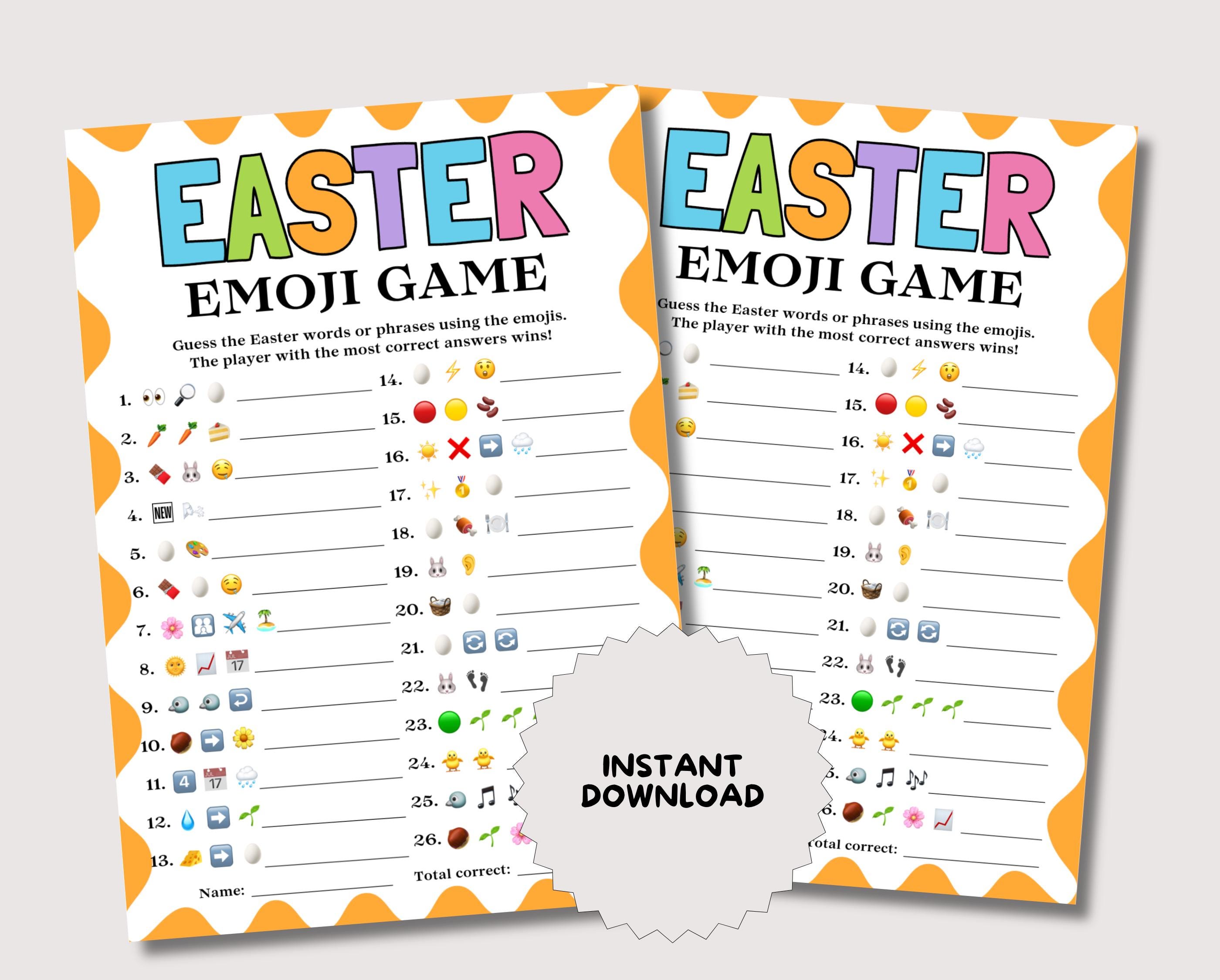 Easter Emoji Game, Fun Printable Family Easter Game for Adults Kids ...
