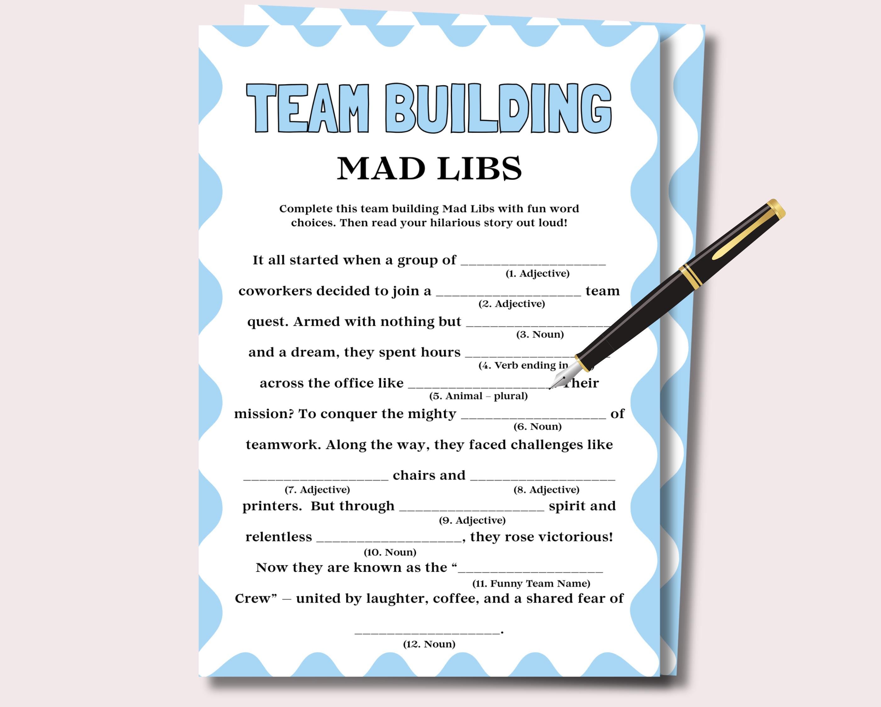 Mad Libs for the Office, Team Building Activities for Office Mad Libs ...