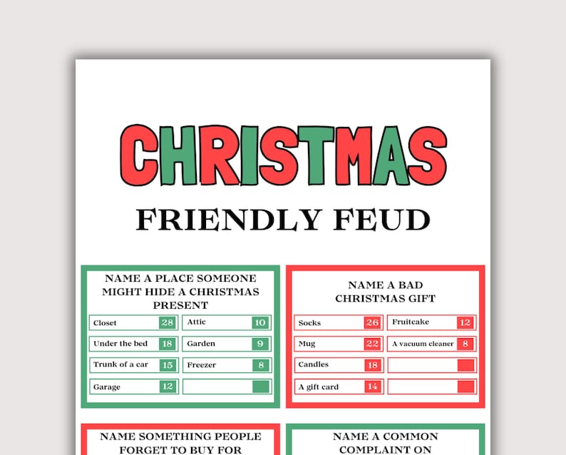 Christmas Family Feud Game, Fun Christmas Game for Adults Kids ...