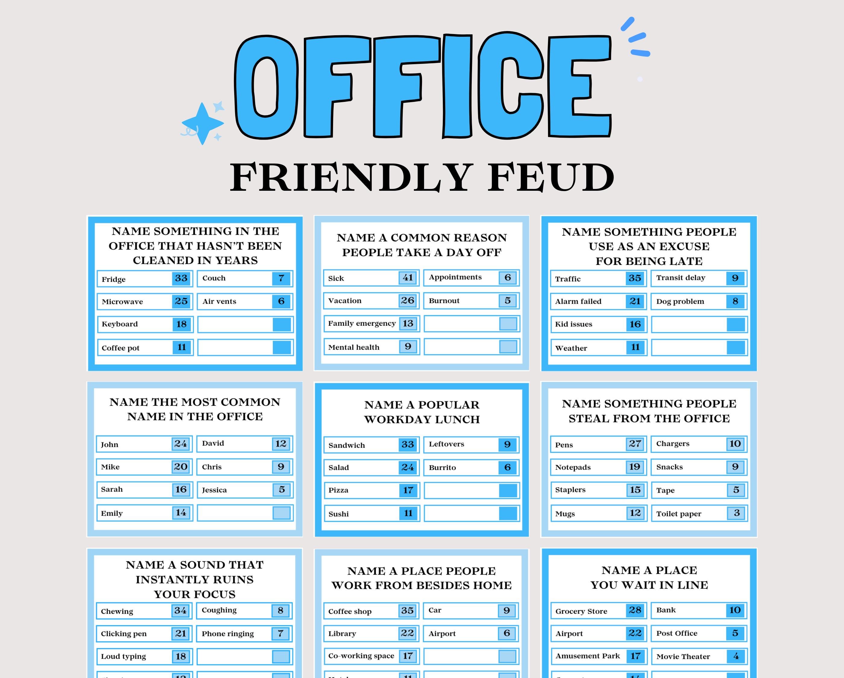 Office Friendly Feud Game, Fun Team Building Game for Staff, Coworker ...