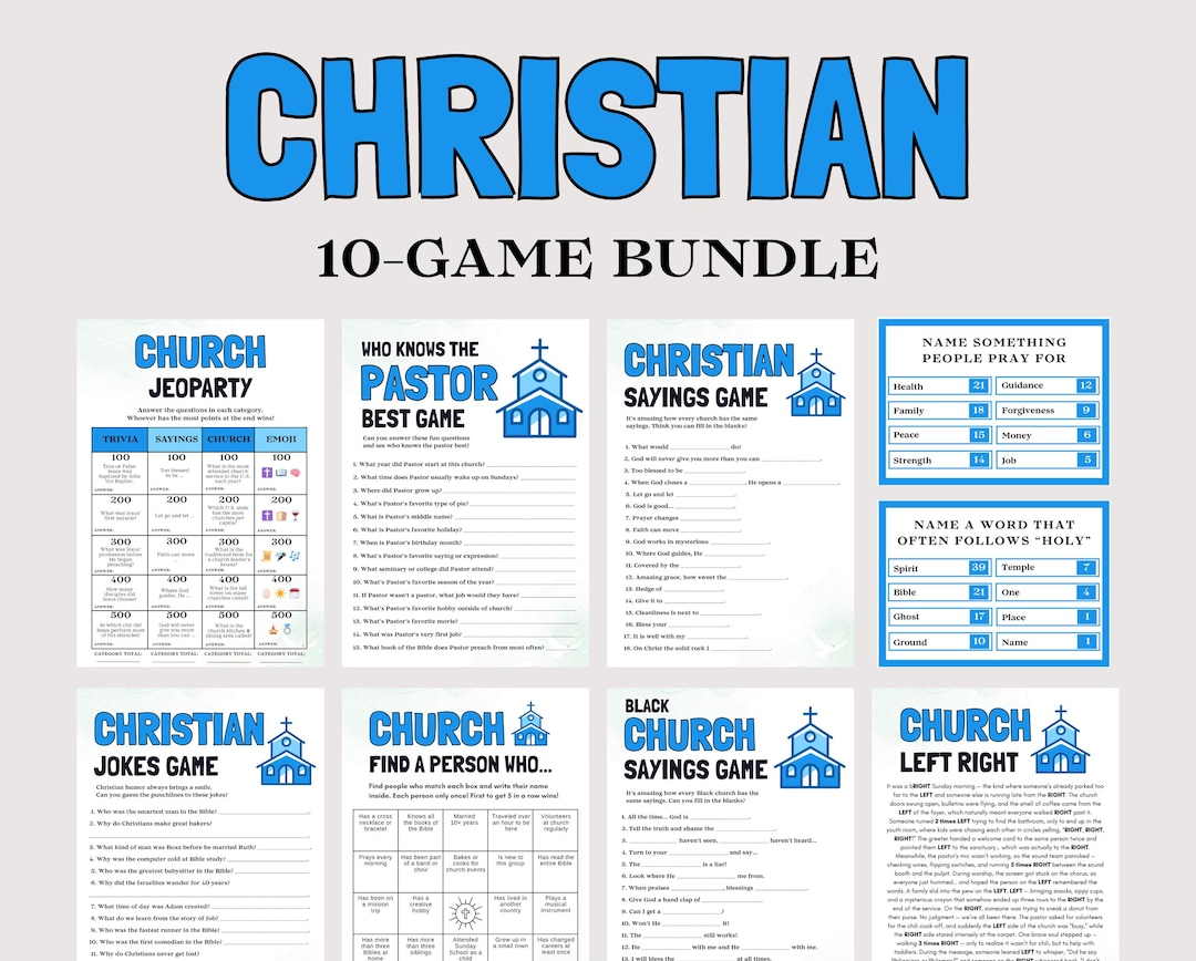 Christian Games Bundle, Funny Christian Games for Adults Kids, Pastor ...