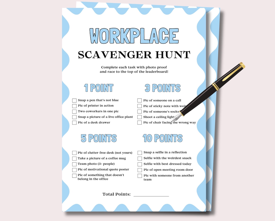 Workplace Scavenger Hunt Game, Team Building Activities for Office ...