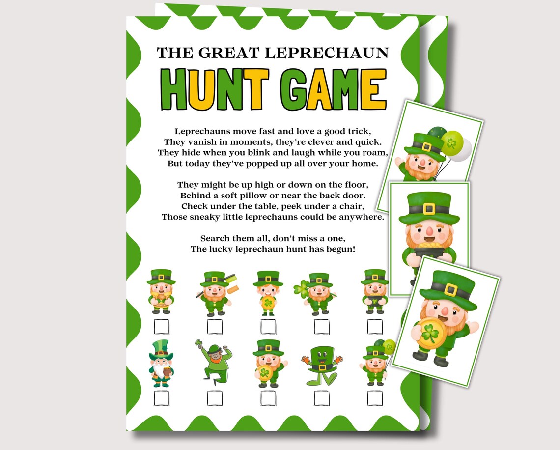 Leprechaun Scavenger Hunt Game, Fun St Patricks Day Game for Kids ...