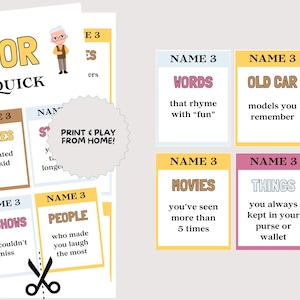 Senior Think Fast Senior Game, Fun Memory Games for Seniors Icebreaker ...