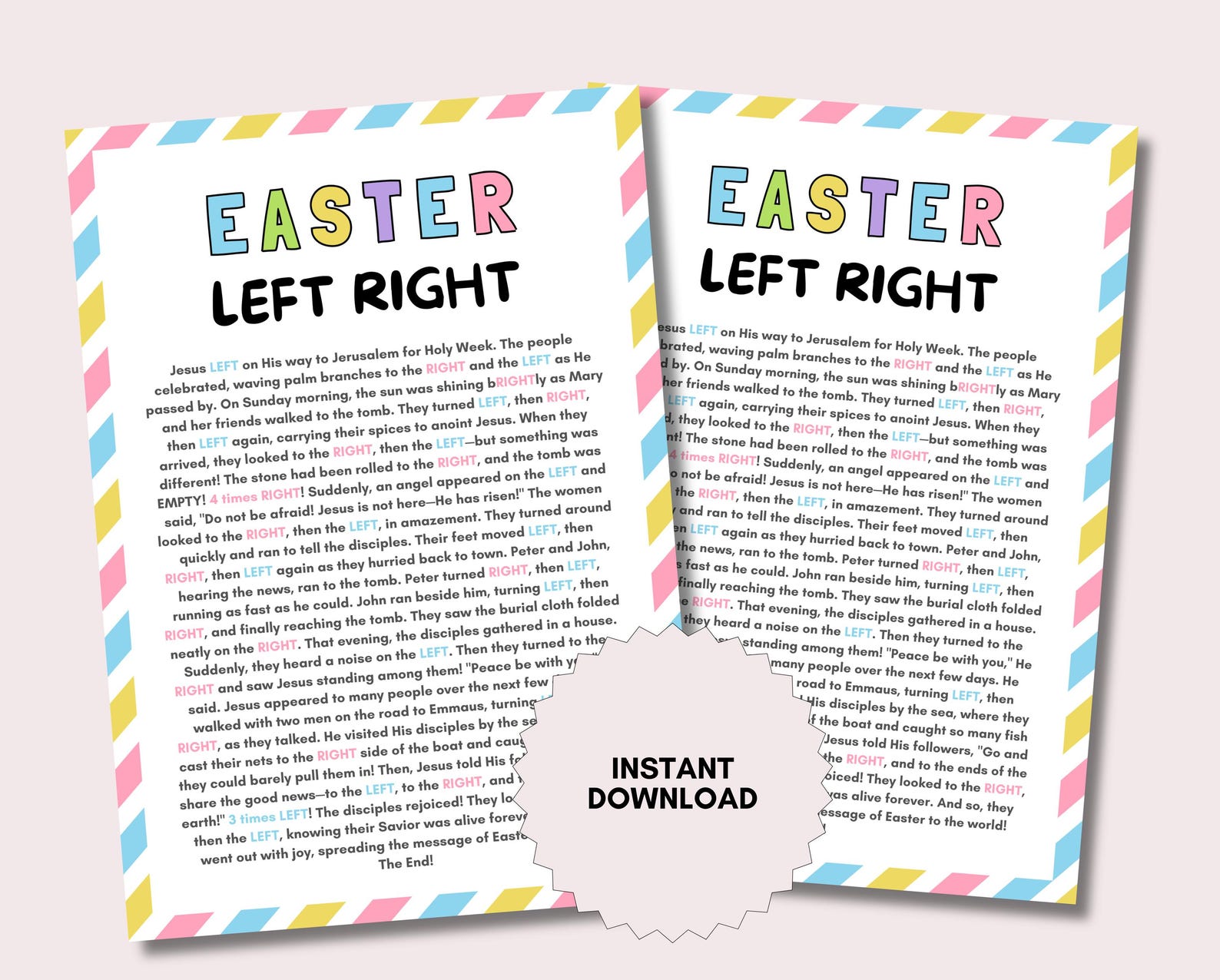 Easter Pass the Prize, Easter Pass the Gift Game, Easter Story Left ...