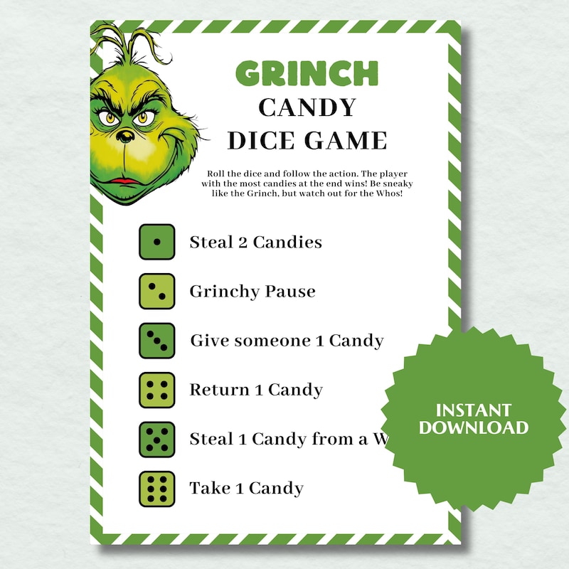 Grinch Candy Games - Etsy