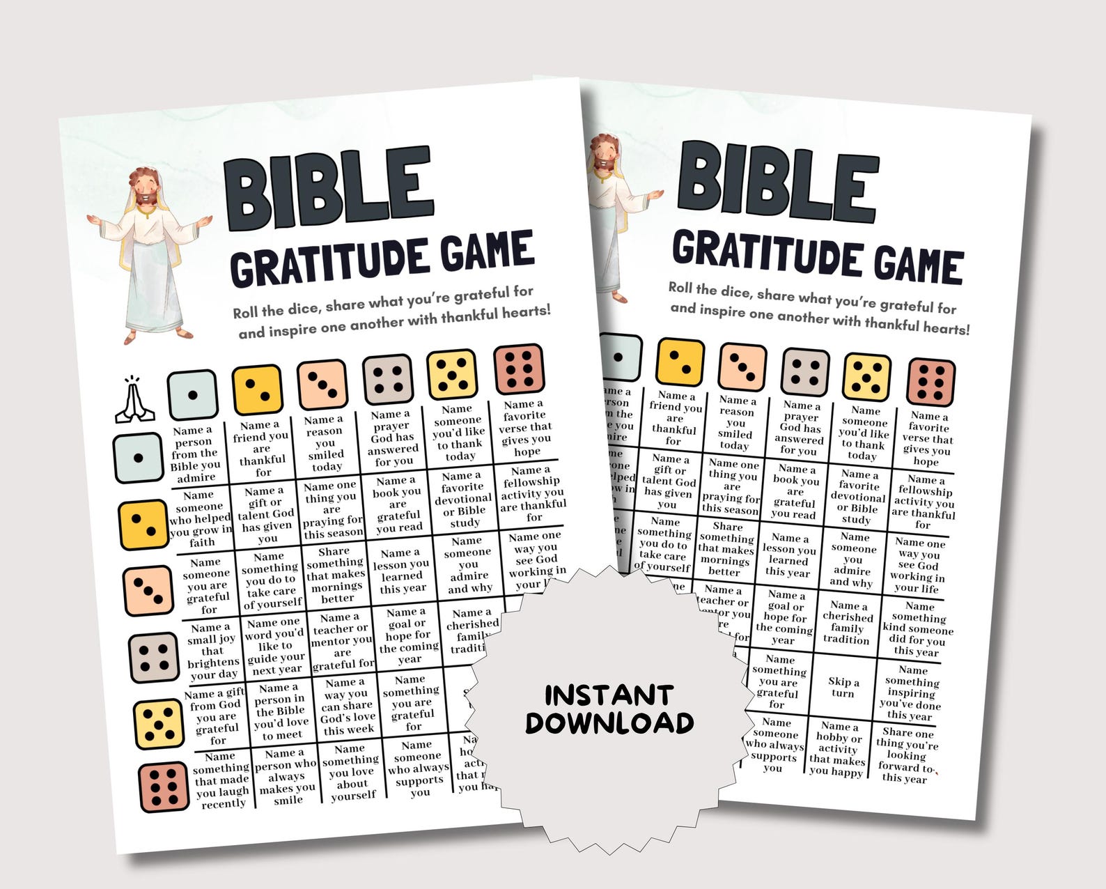 Bible Gratitude Dice Game, Bible Games for Kids Youth Teen Adults ...