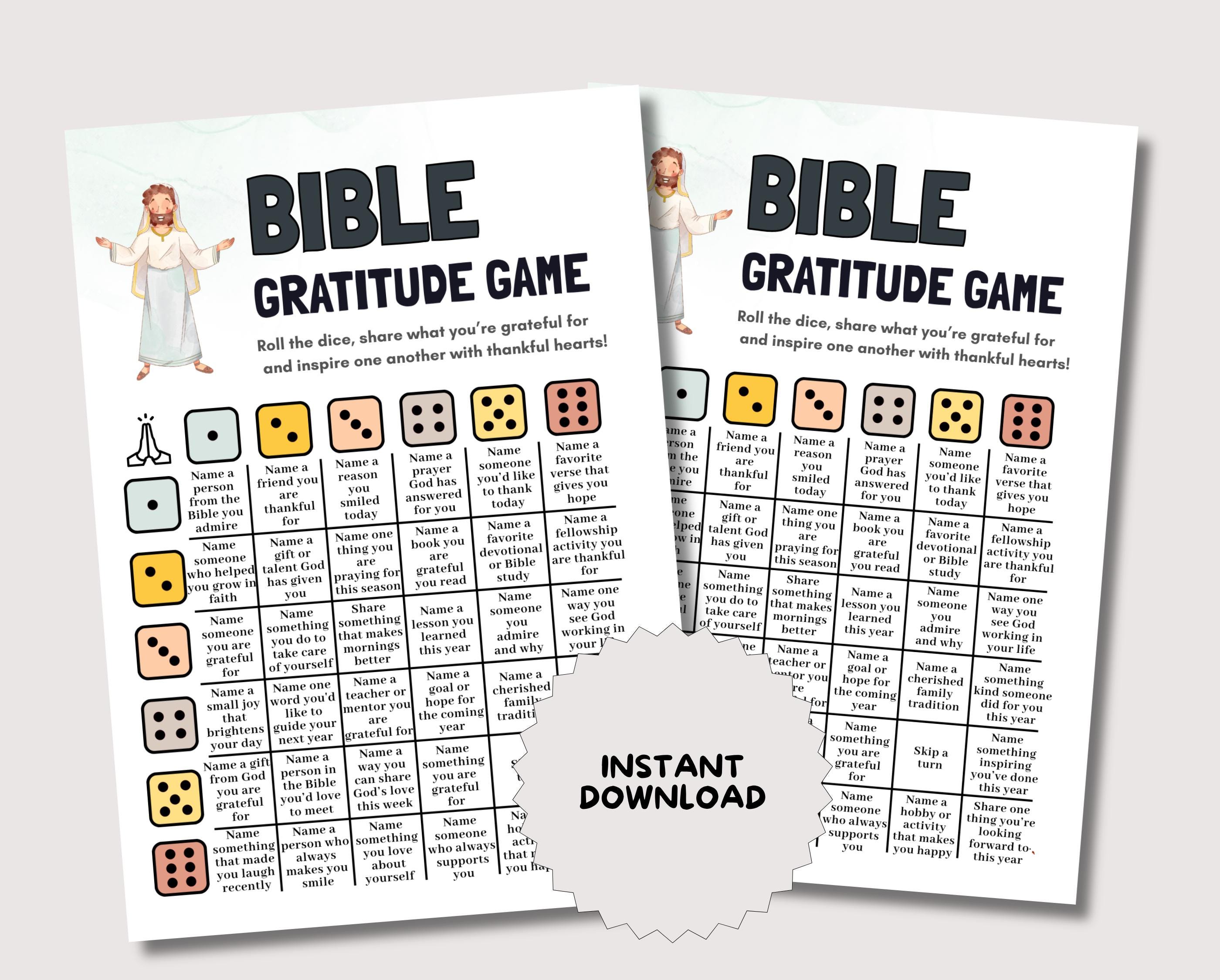 Bible Gratitude Dice Game, Bible Games for Kids Youth Teen Adults ...