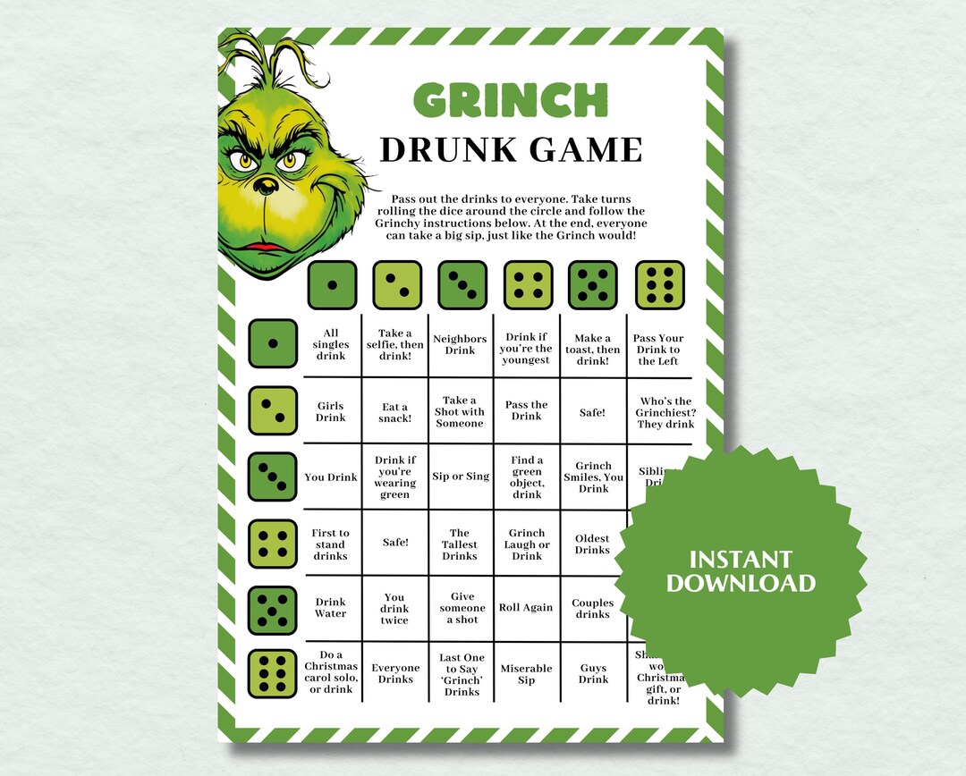 Grinch Drink If Game, Funny Grinch Party Drinking Game, Drink up Grinch ...