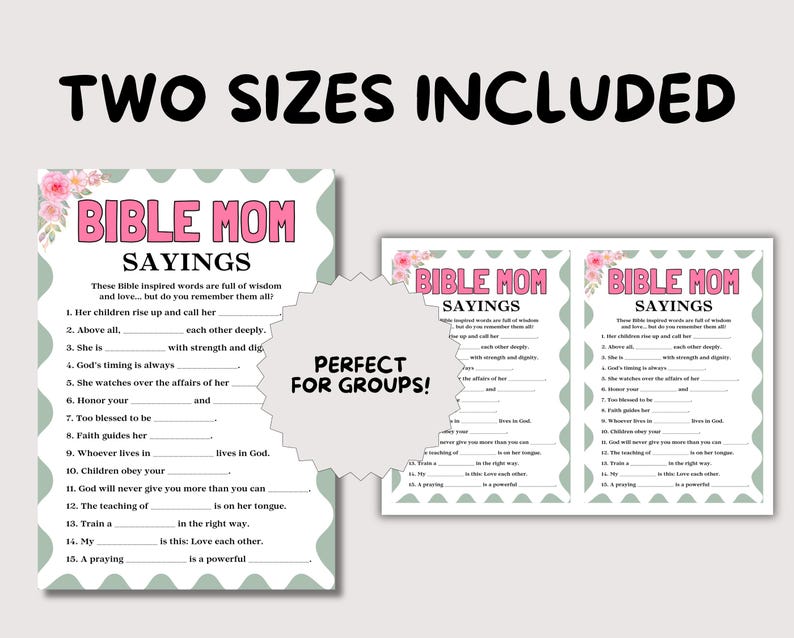 Mothers Day Game Bible Mom Sayings, Christian Mothers Day Trivia for ...