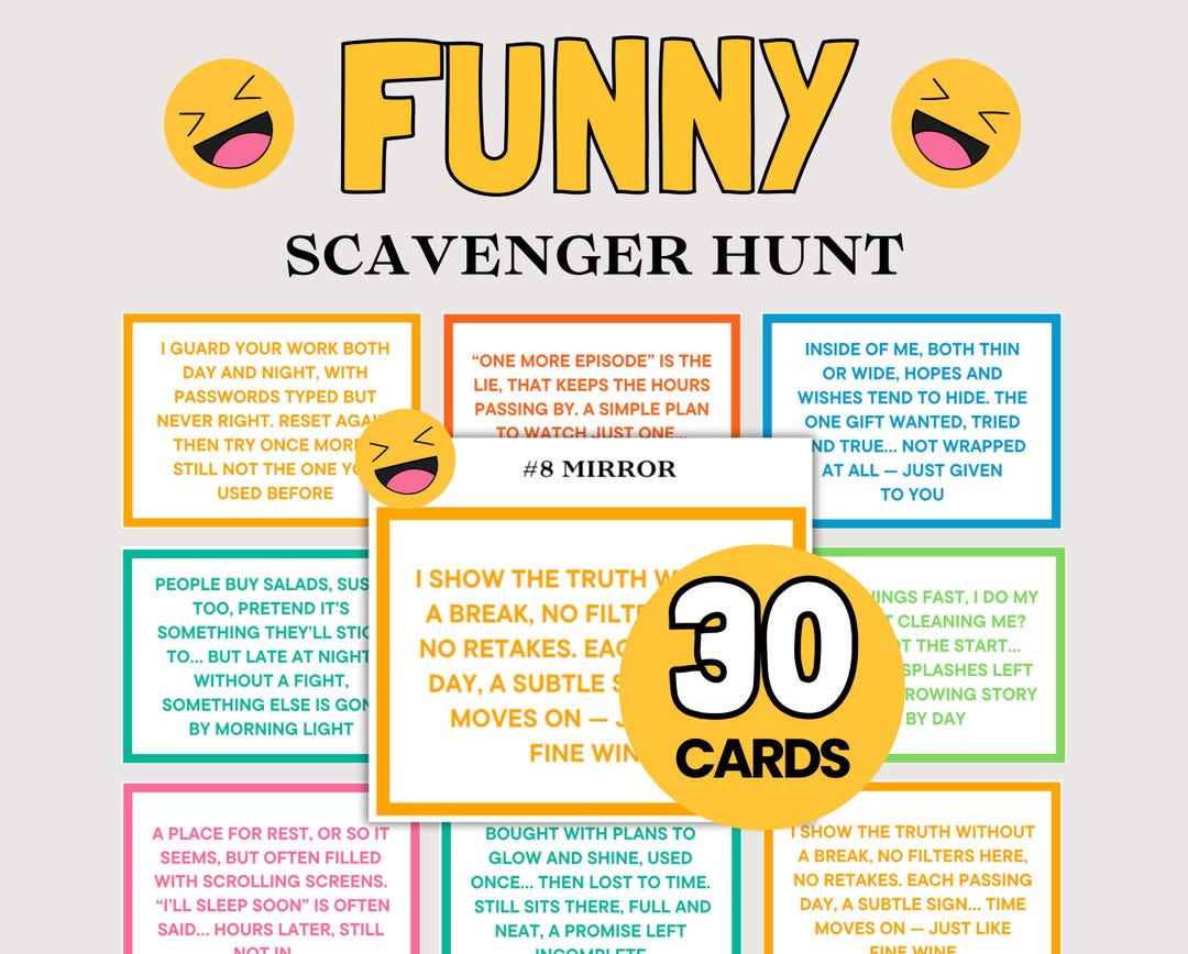 Fun Adult Scavenger Hunt, Adult Birthday Scavenger Hunt, Indoor ...