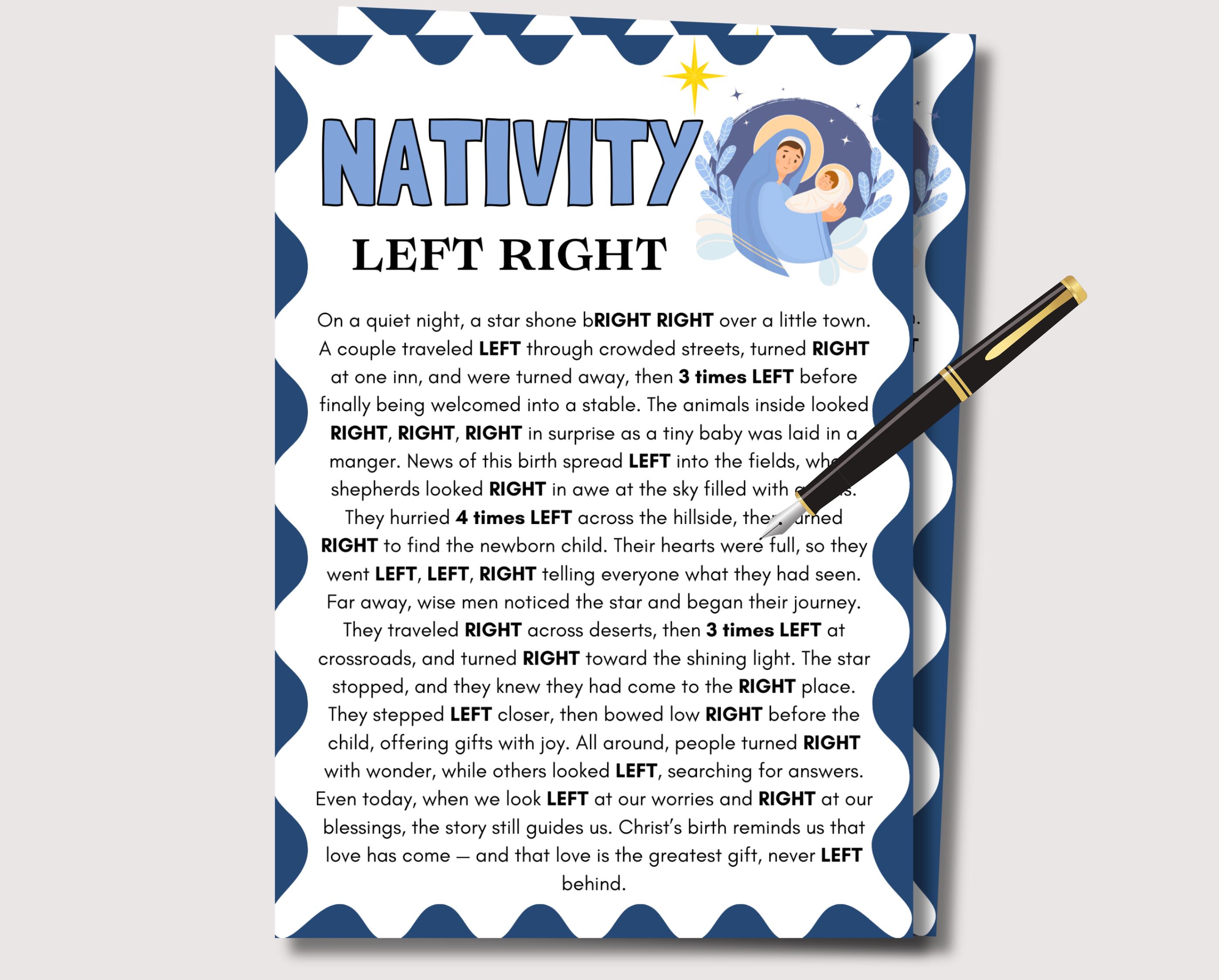 Nativity Left Right Game, Christian Christmas Game for Kids Adults ...
