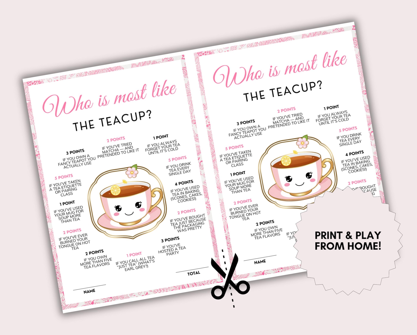 Tea Party Games, Who is Most Like the Teacup, Ladies Tea Party Games ...