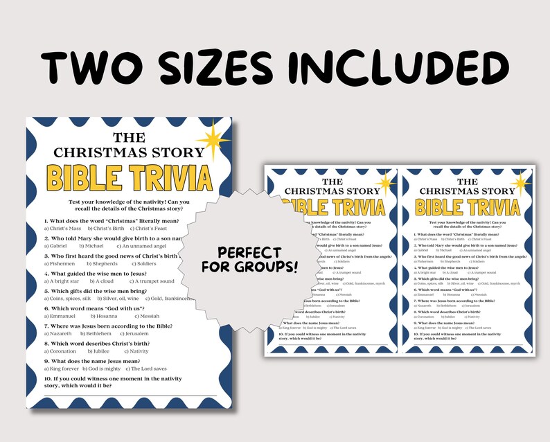 The Christmas Story Bible Trivia Game, Christian Christmas Game for ...