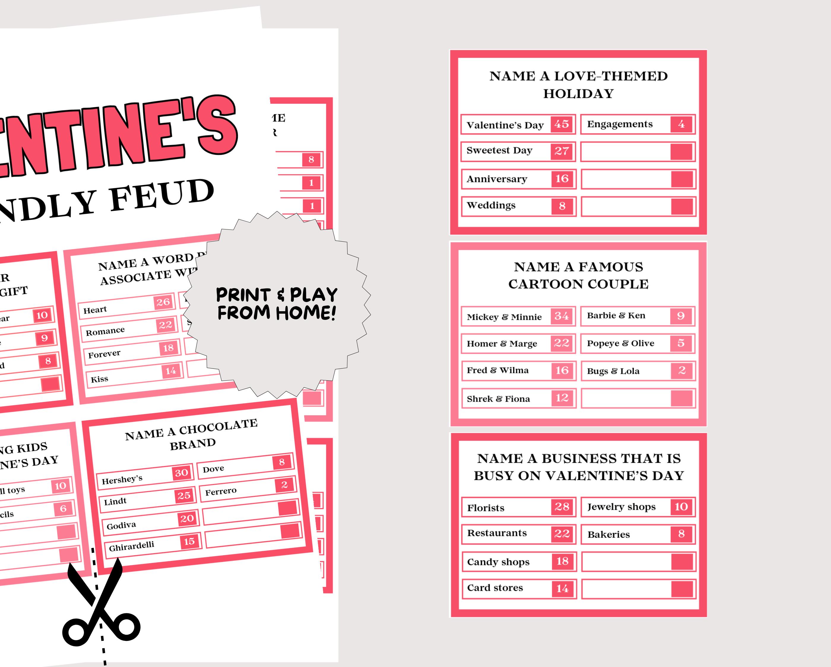 Valentines Day Friendly Feud, Fun Valentine Game for Kids Adults ...