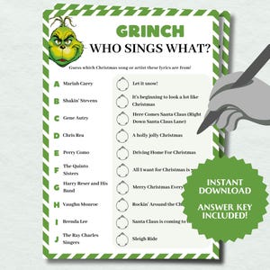 Grinch Song Trivia Game, Funny Christmas Trivia Questions and Answers ...