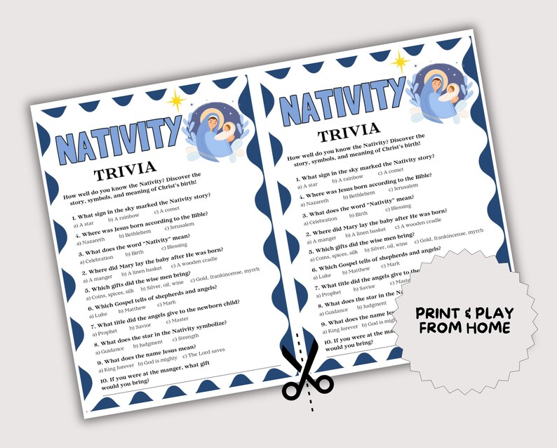 Nativity Trivia Game, Christian Christmas Game for Kids Adults Church ...