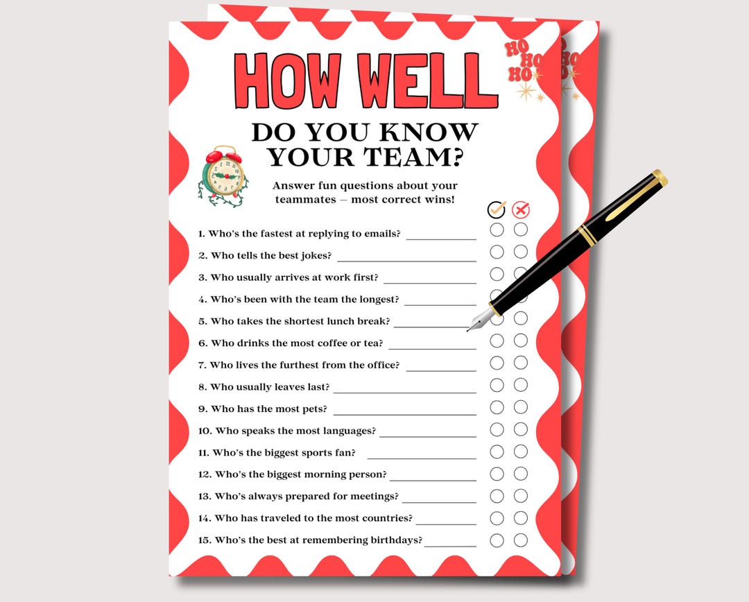 Christmas Office Game How Well Do You Know Your Team, Fun Christmas ...