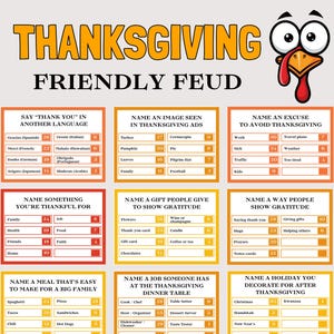 Thanksgiving Friendly Feud Game, Fun Thanksgiving Game for Adults Kids ...