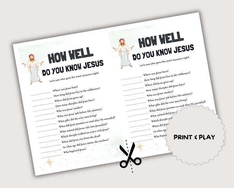 How Well Do You Know Jesus Game, Religious Bible Game Printable, Church ...