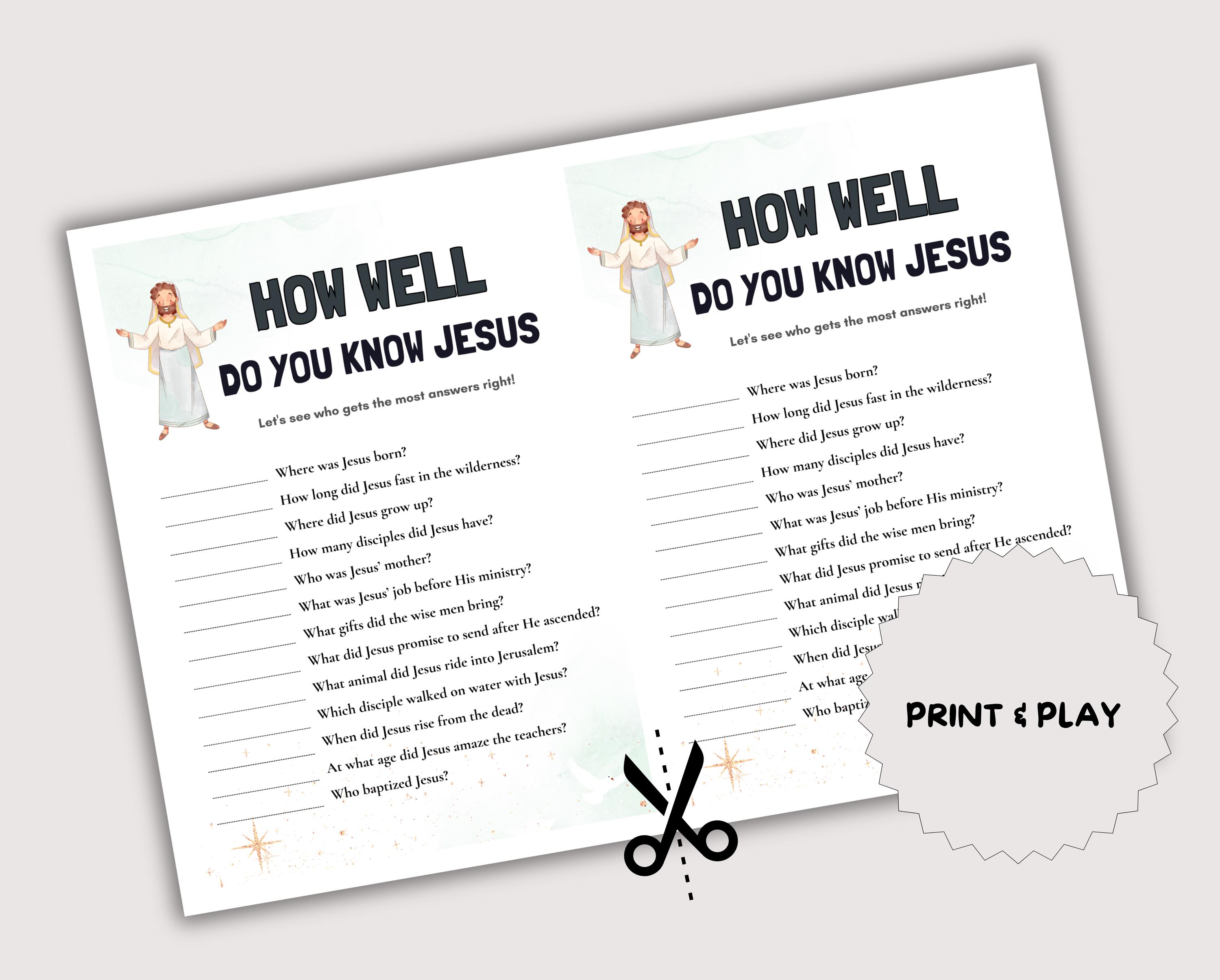 How Well Do You Know Jesus Game, Religious Bible Game Printable, Church ...