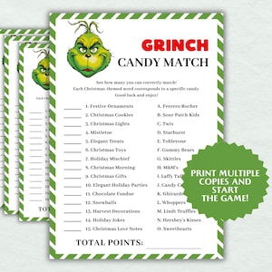 Grinch Candy Match Game, Funny Christmas Candy Match Game for Kids and ...