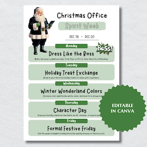 December Spirit Week Work, Editable Christmas Spirit Week Work Flyer ...